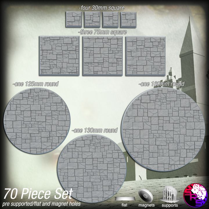3D Printable Cracked Bricks Bases (Expansion Sizes) by Sync Ratio Systems